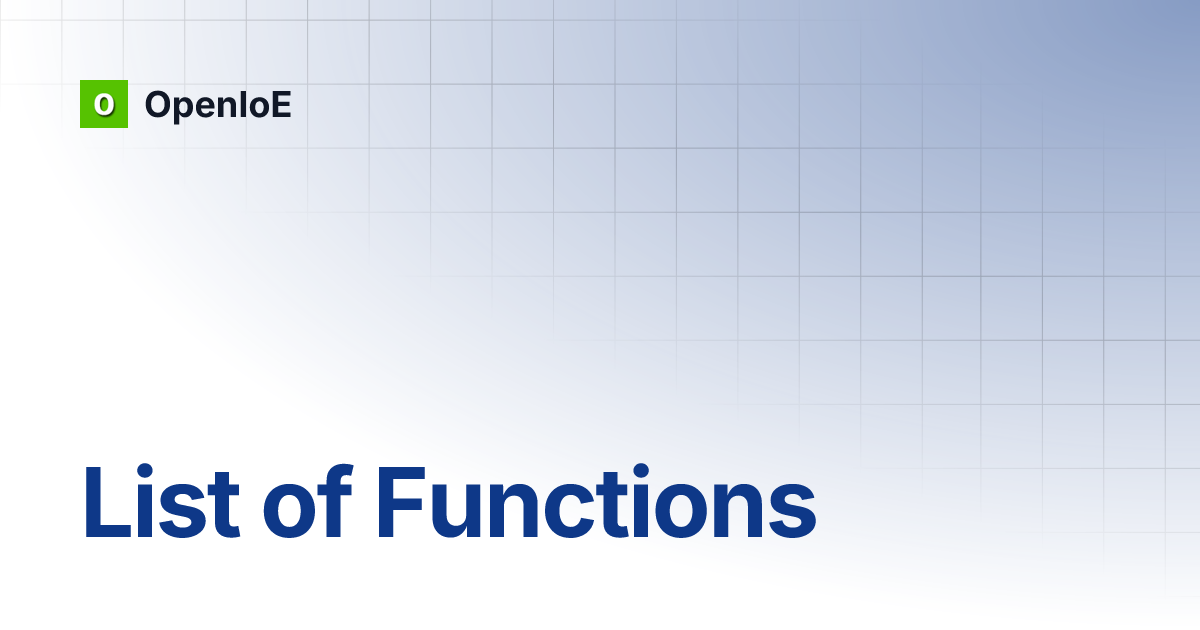 List of Functions | OpenIoE